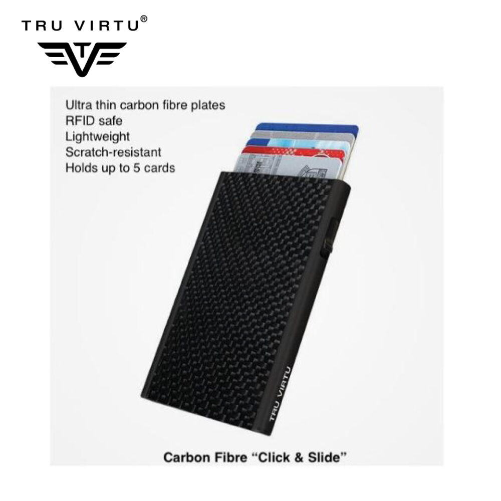 Tru Virtu Card Case Click & Slide Carbon Fibre Black/Black - Beste