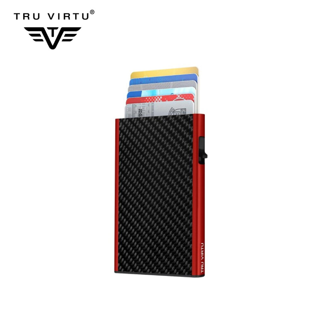 Tru Virtu Card Case Click & Slide Carbon Fibre Black/Red - Beste