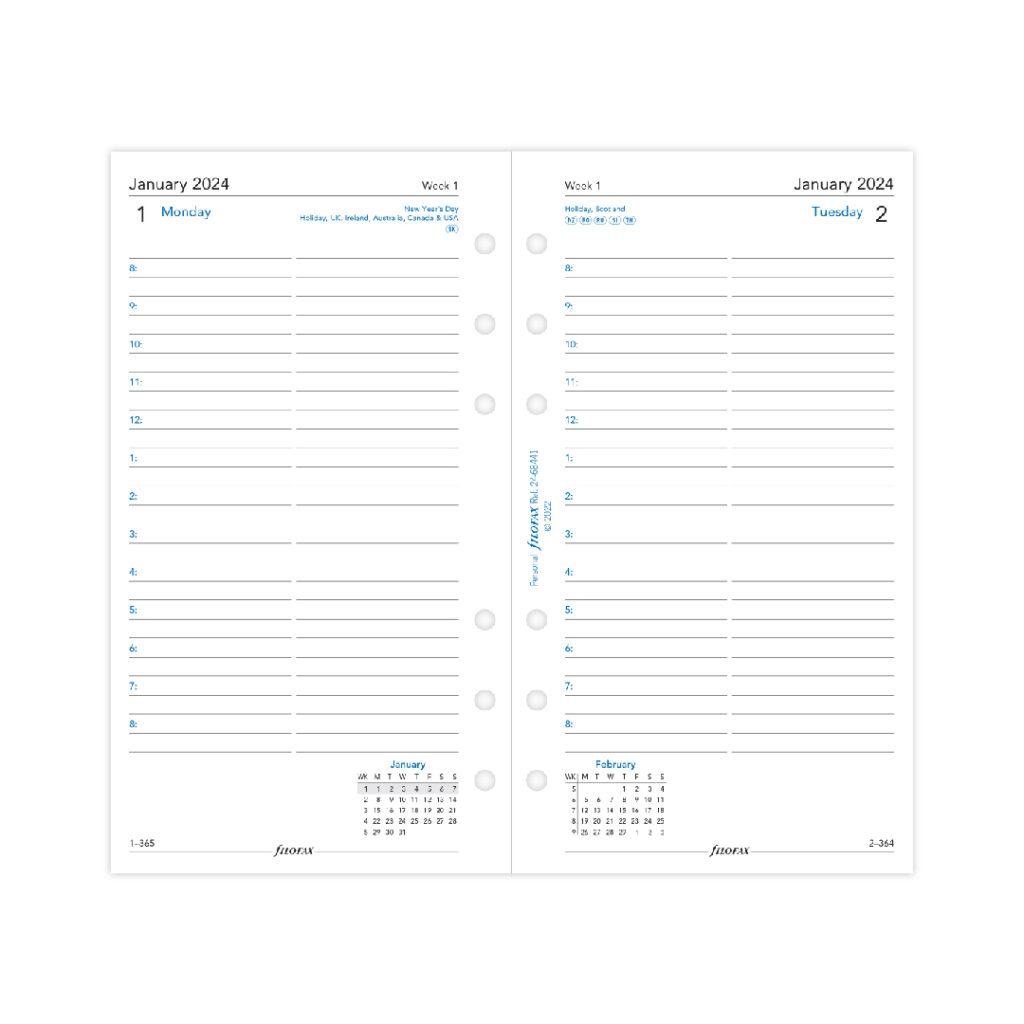 Filofax One Day On A Page Diary With Appointments – Personal 2024 ...