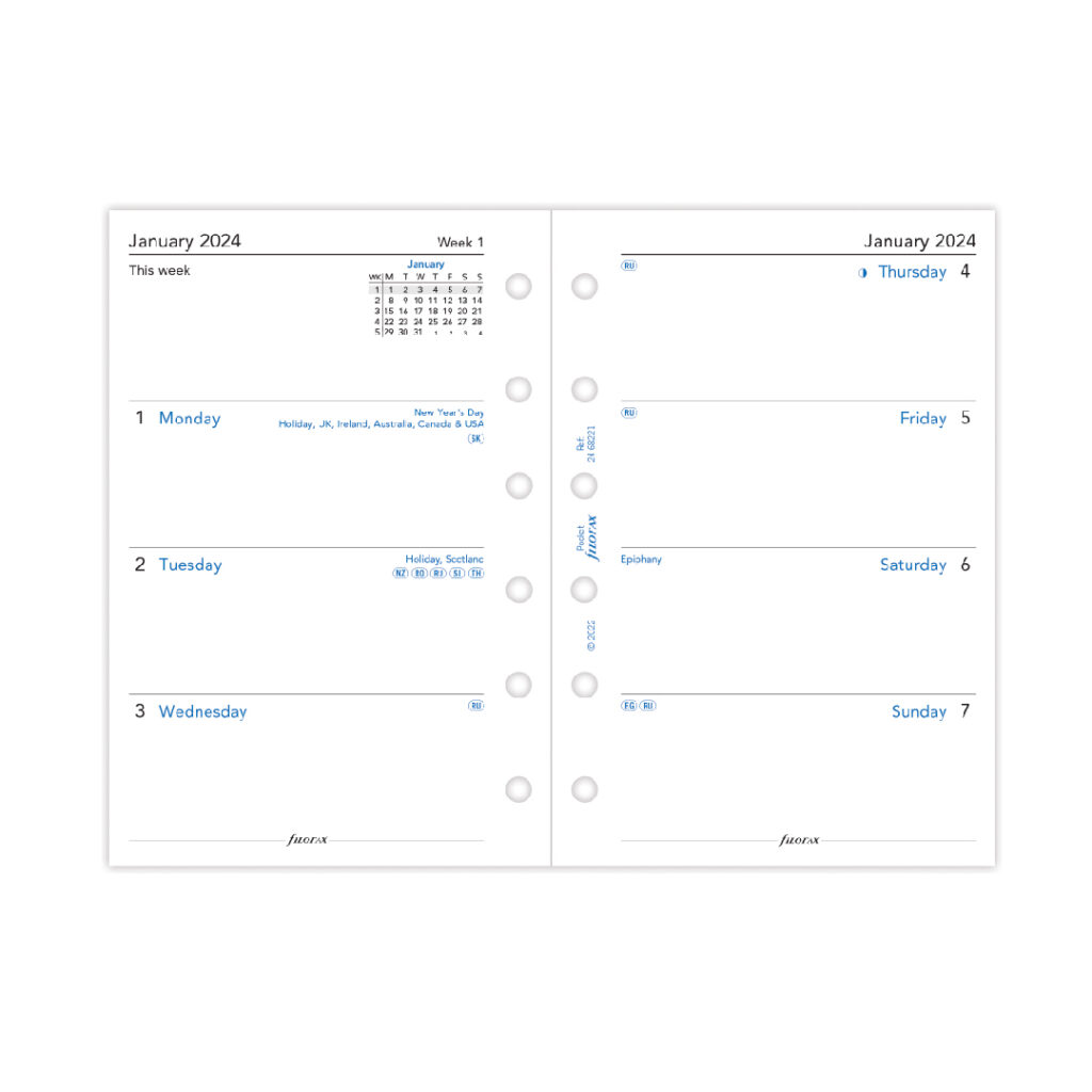 Filofax Week On Two Pages Diary – Pocket 2024 English - Beste