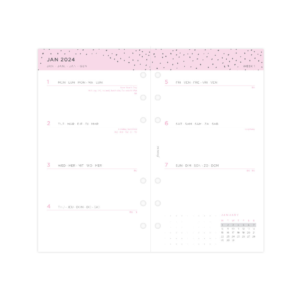 Filofax Confetti Week On Two Pages Diary – Personal 2024 Multilanguage ...