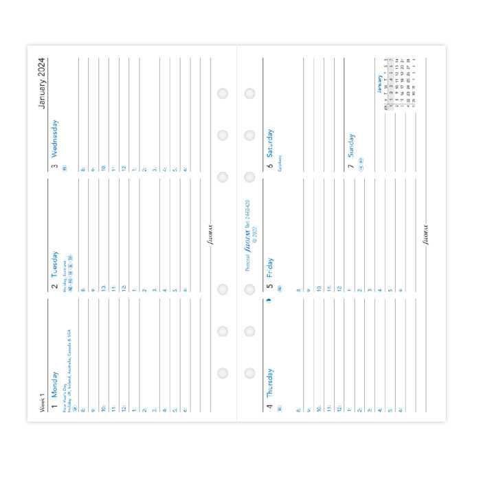 Filofax Horizontal Week On Two Pages Diary With Appointments – Personal ...