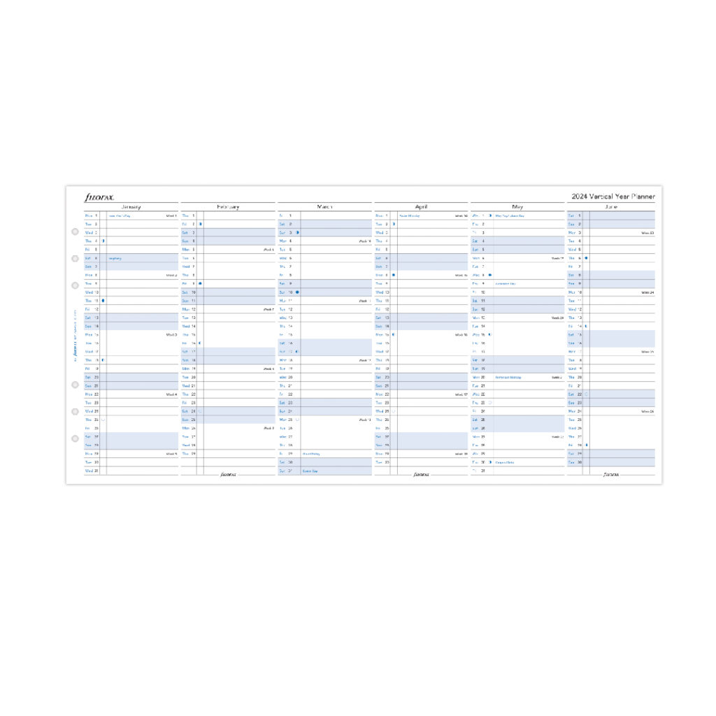 Filofax Vertical Year Planner – A5 2024 English - Beste