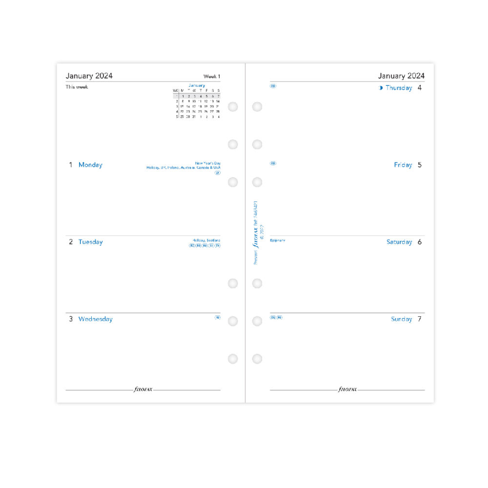 Filofax Week On Two Pages Diary – Personal 2024 English - Beste