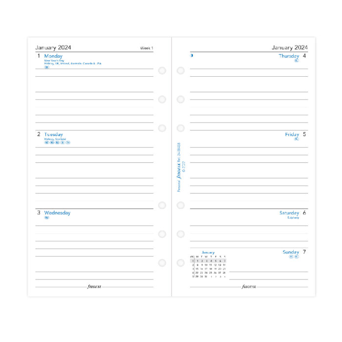 Filofax Week On Two Pages Lined Diary – Personal 2024 English - Beste