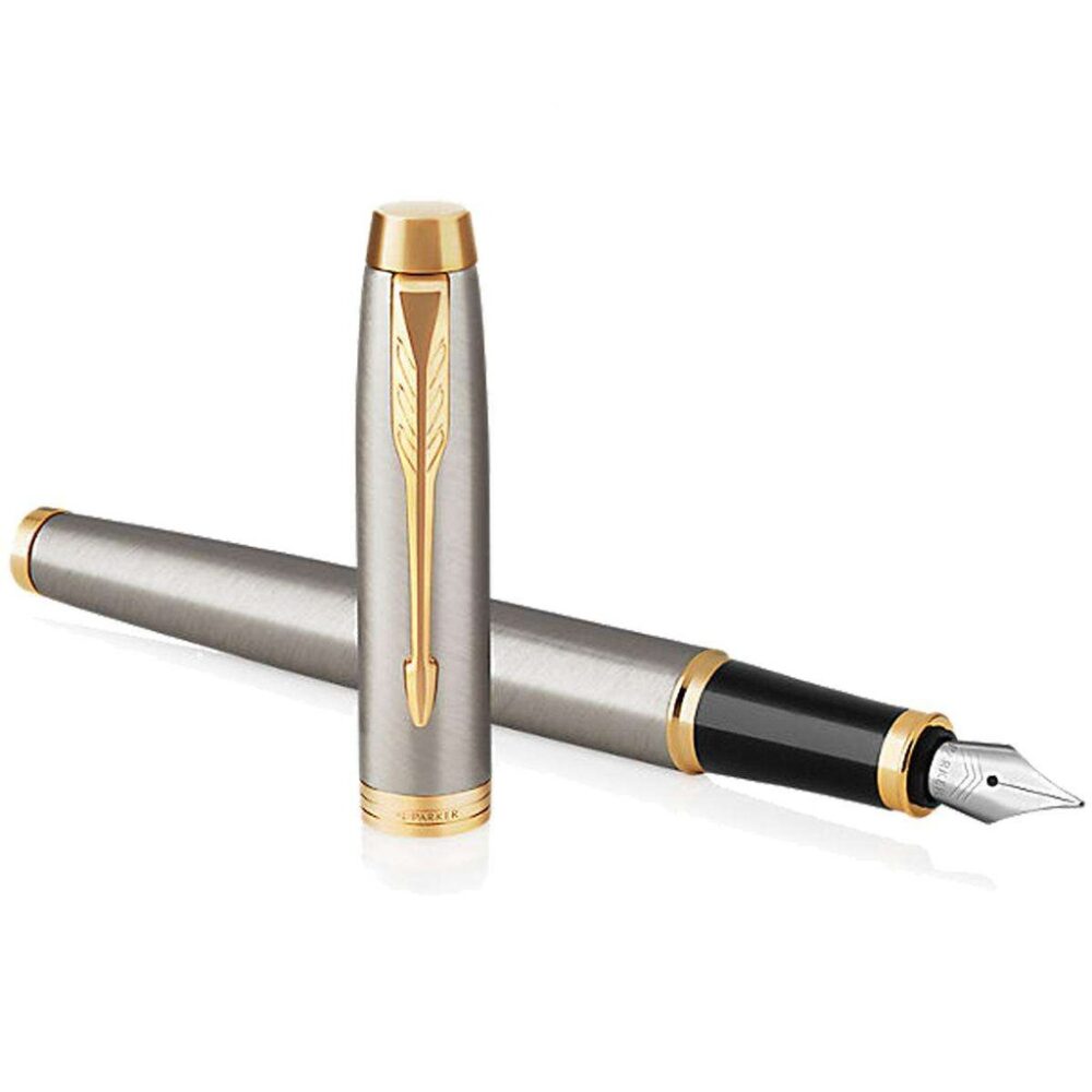 Parker IM Trans Brushed Metal Gold Trim Fountain Pen | Medium | FP - Beste